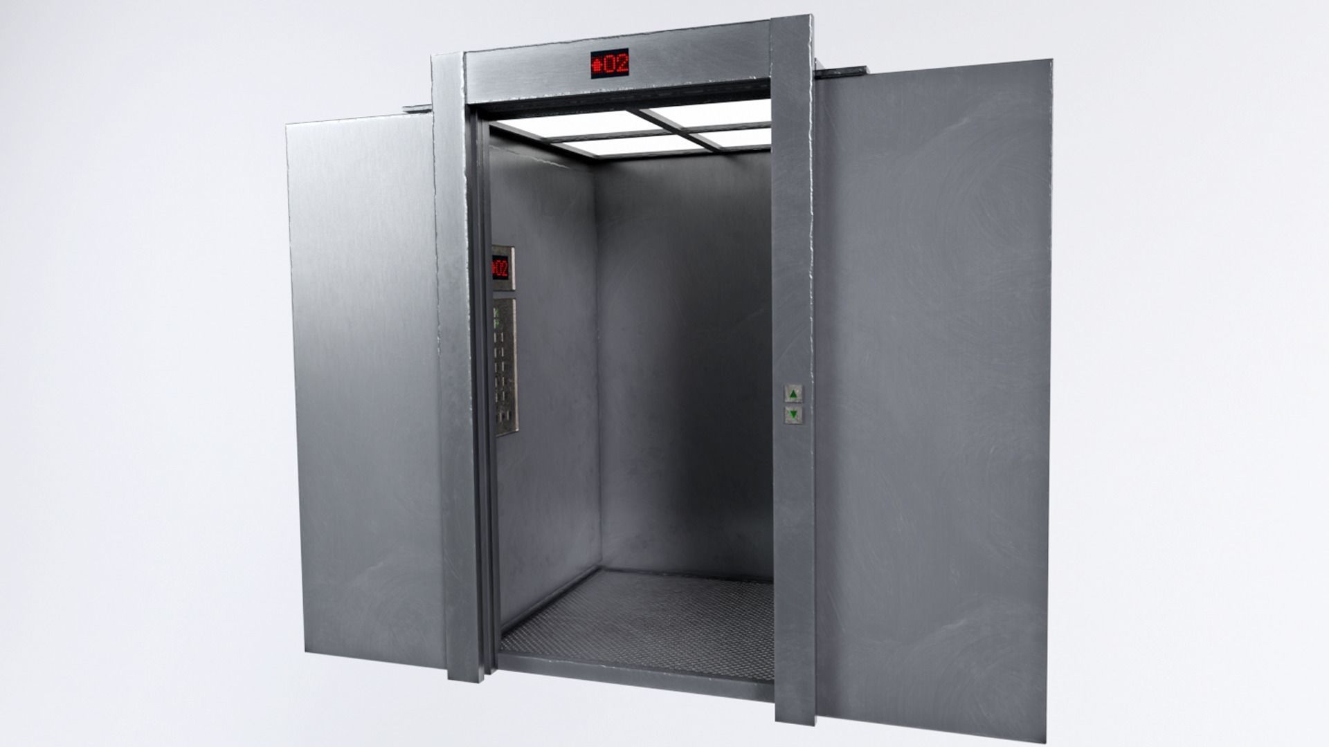 3D model Low Poly Lift pair of metal elevators VR / AR / low-poly ...