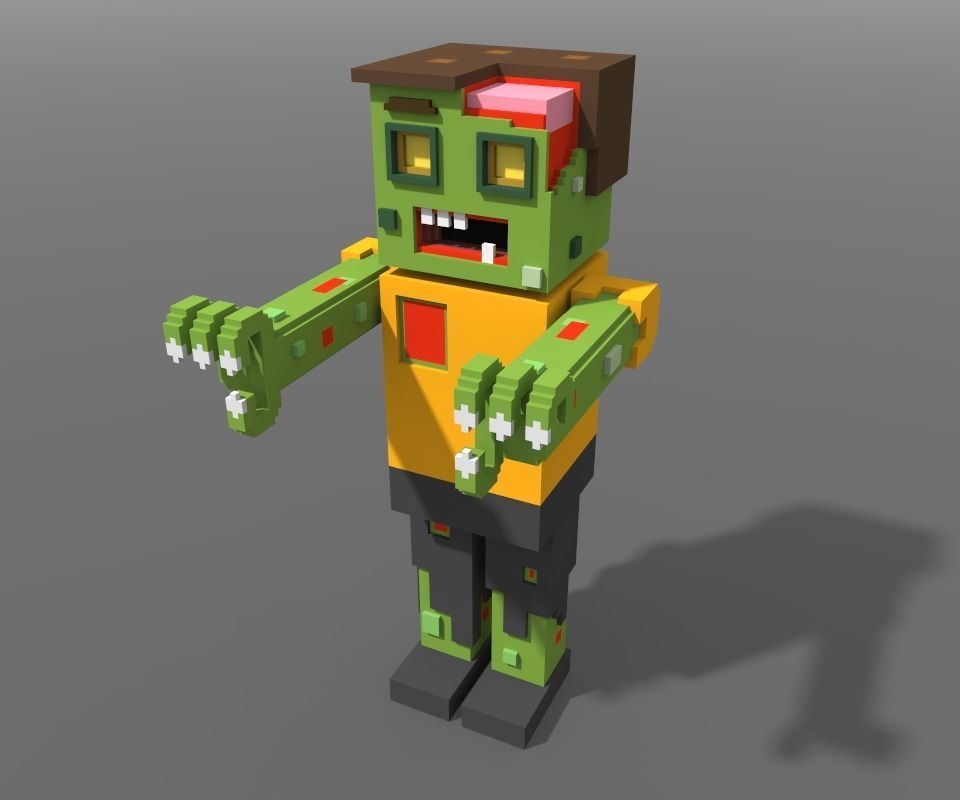 3d Model Voxel Zombie Vr Ar Low Poly Cgtrader