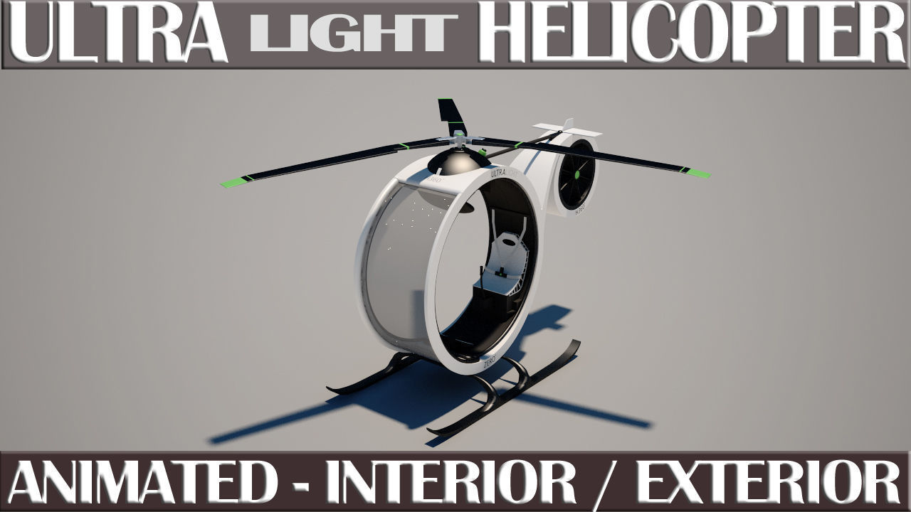 Ultra Light Helicopter Animated 3D model animated | CGTrader