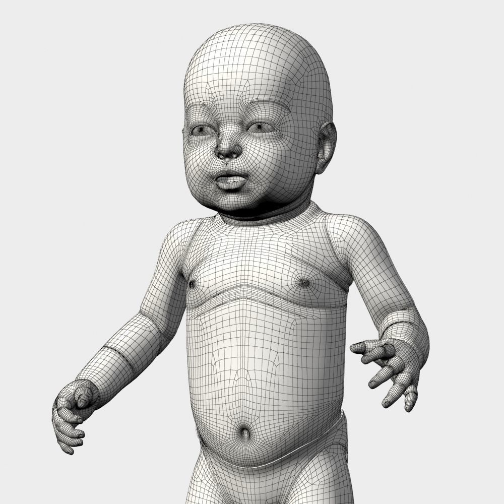 Baby 3D model in diapers 3D model | CGTrader