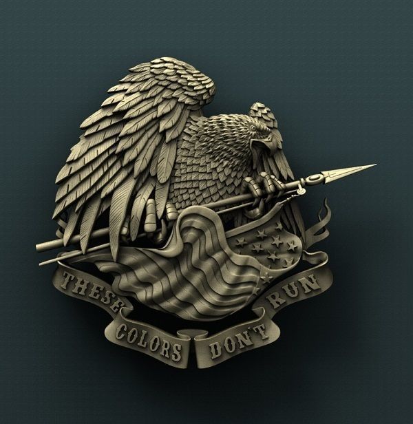 3d STL Model for CNC Router American Eagle and Flag 3D model | CGTrader