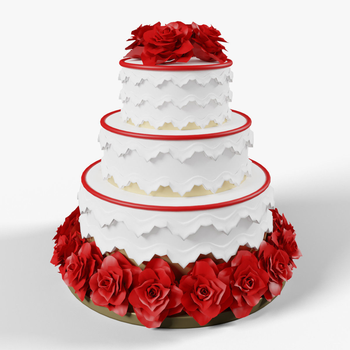 3D model Three Tier Flower Wedding Cake VR / AR / low-poly | CGTrader