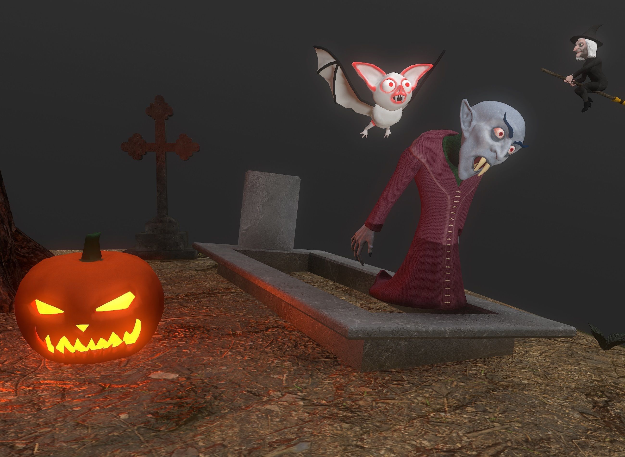 3D model Halloween characters pack rigged animated 3D models VR / AR ...