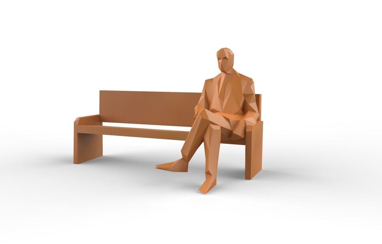 Man Sitting on Bench Low poly abstract 3d model 3D model | CGTrader