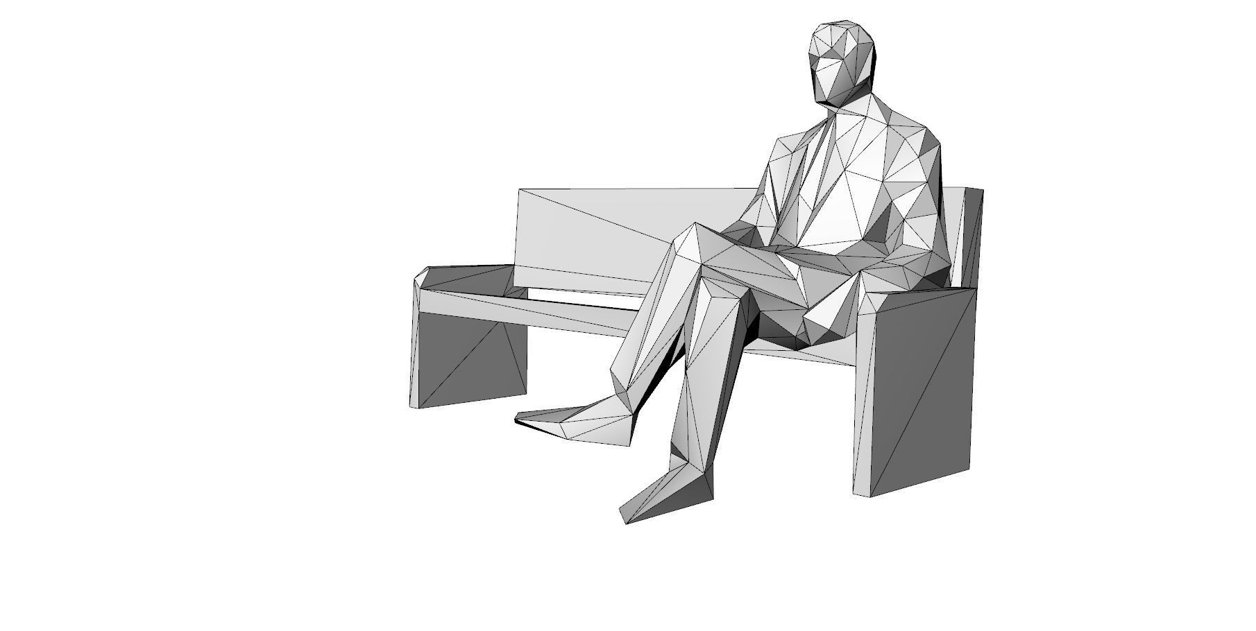 Man Sitting on Bench Low poly abstract 3d model 3D model | CGTrader