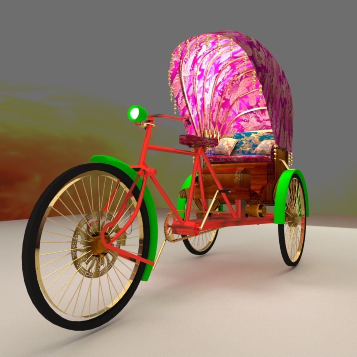 Chinese rick shaw 3D model | CGTrader