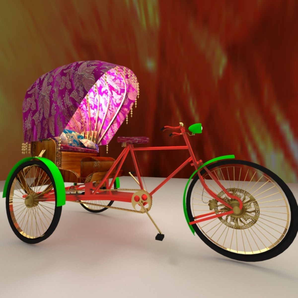 Chinese rick shaw 3D model | CGTrader