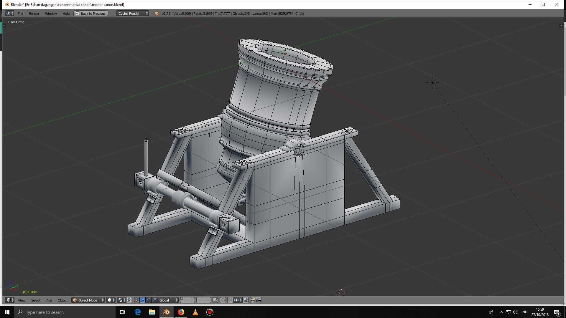 Mortar canon lowpoly 3D model | CGTrader