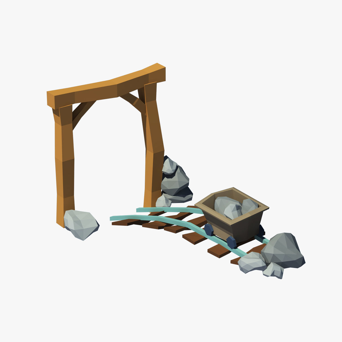 3D model Cartoon mine cart VR / AR / low-poly | CGTrader