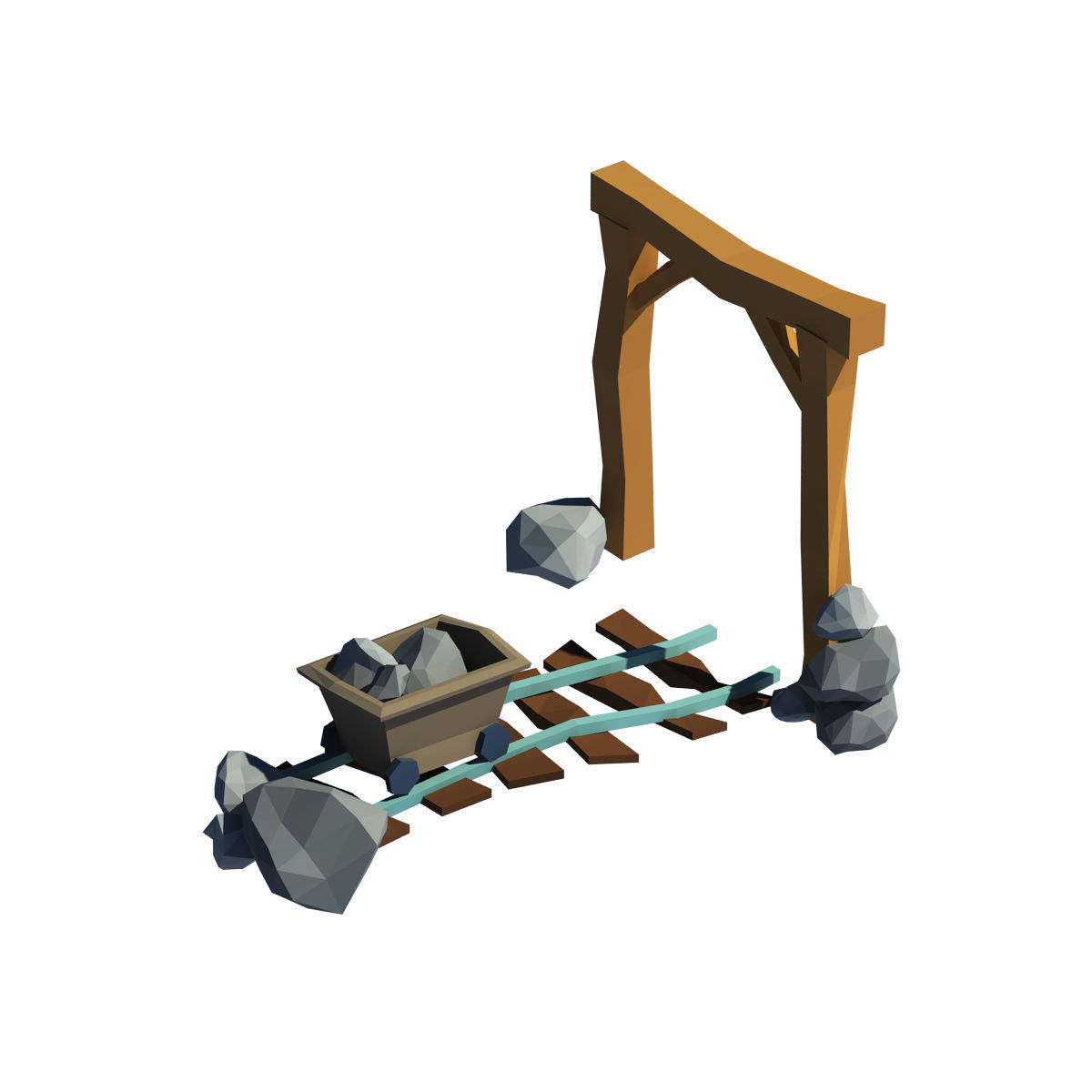3D model Cartoon mine cart VR / AR / low-poly | CGTrader