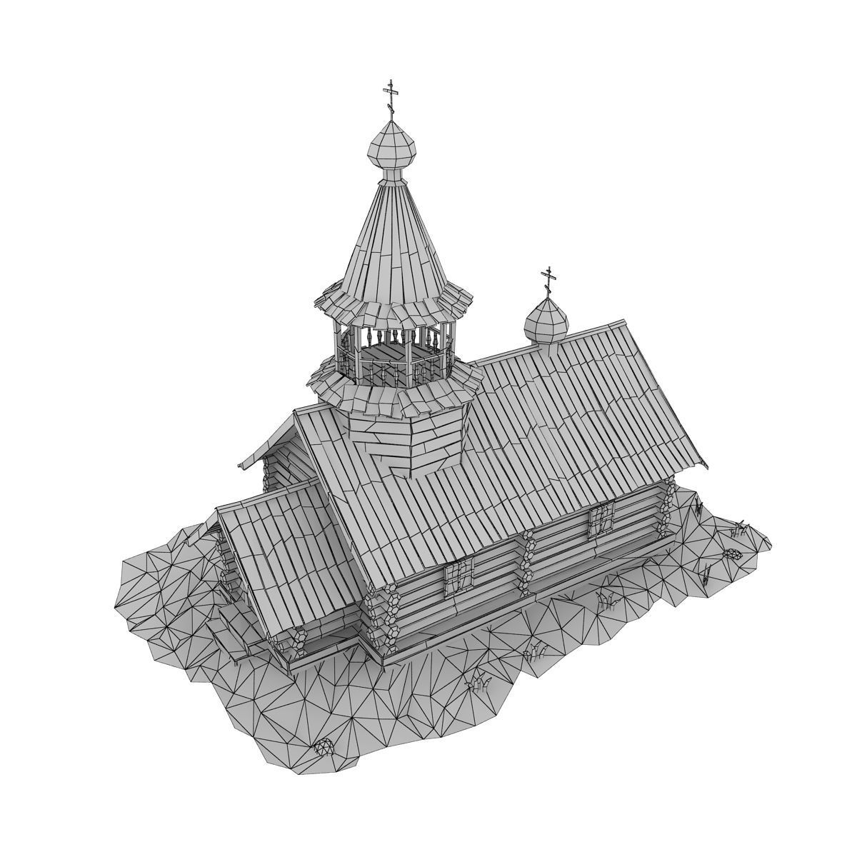 3D model Cartoon wooden church VR / AR / low-poly | CGTrader
