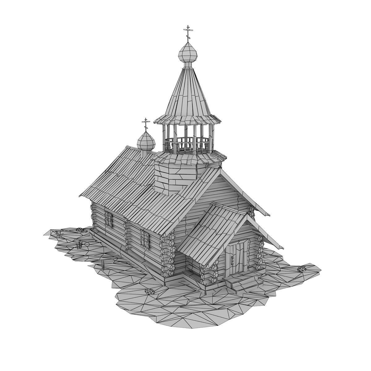 3D model Cartoon wooden church VR / AR / low-poly | CGTrader