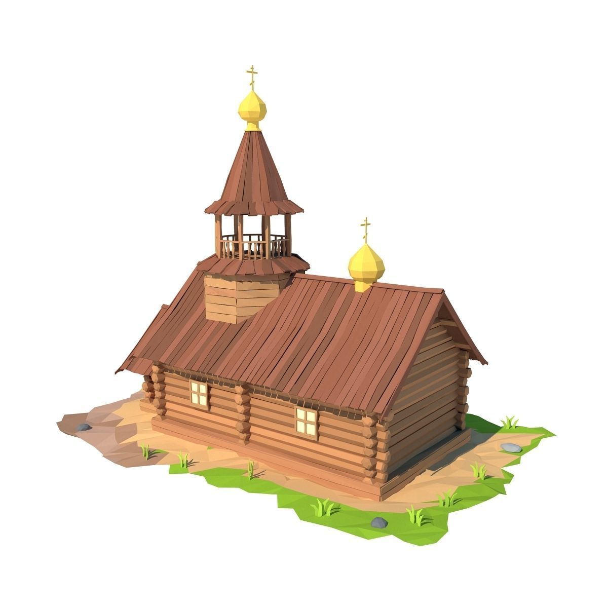 3D model Cartoon wooden church VR / AR / low-poly | CGTrader