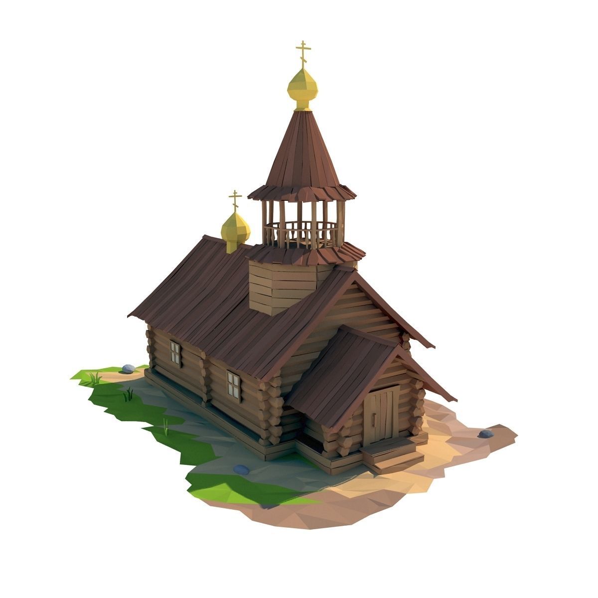 3D model Cartoon wooden church VR / AR / low-poly | CGTrader