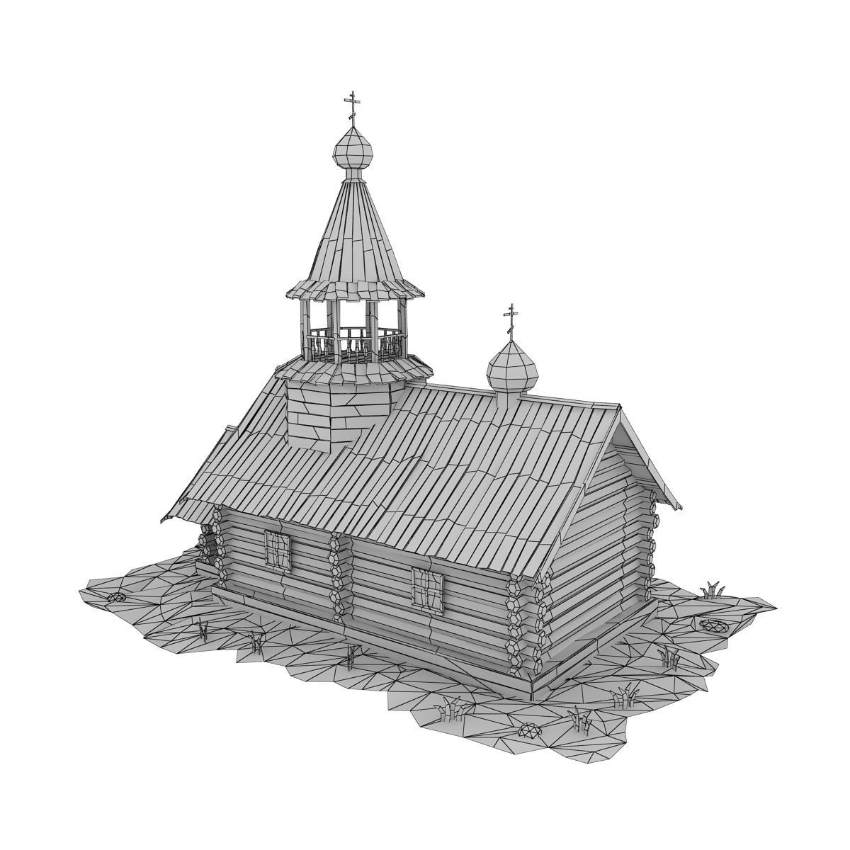 3D model Cartoon wooden church VR / AR / low-poly | CGTrader