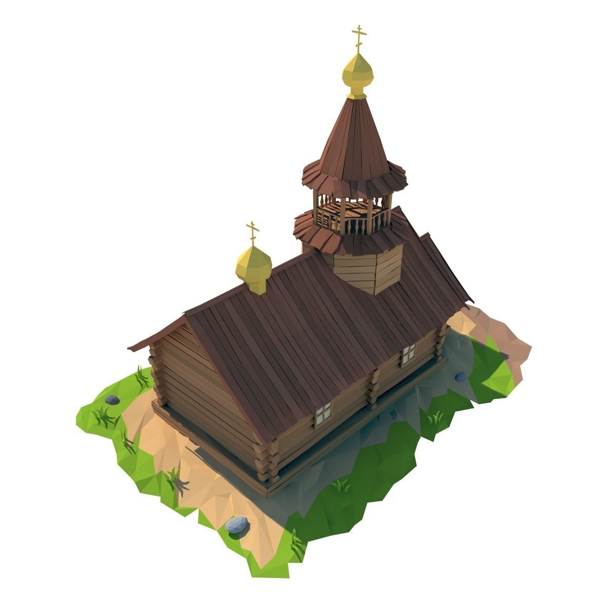 3D model Cartoon wooden church VR / AR / low-poly | CGTrader