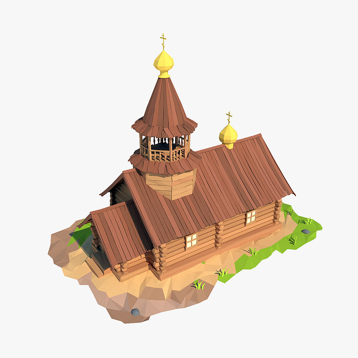 3D model Cartoon wooden church VR / AR / low-poly | CGTrader