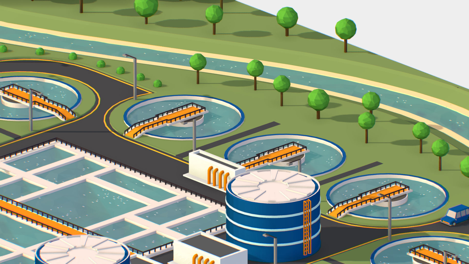 3D model Isometric Water Treatment Plant Large Size VR / AR / low-poly ...