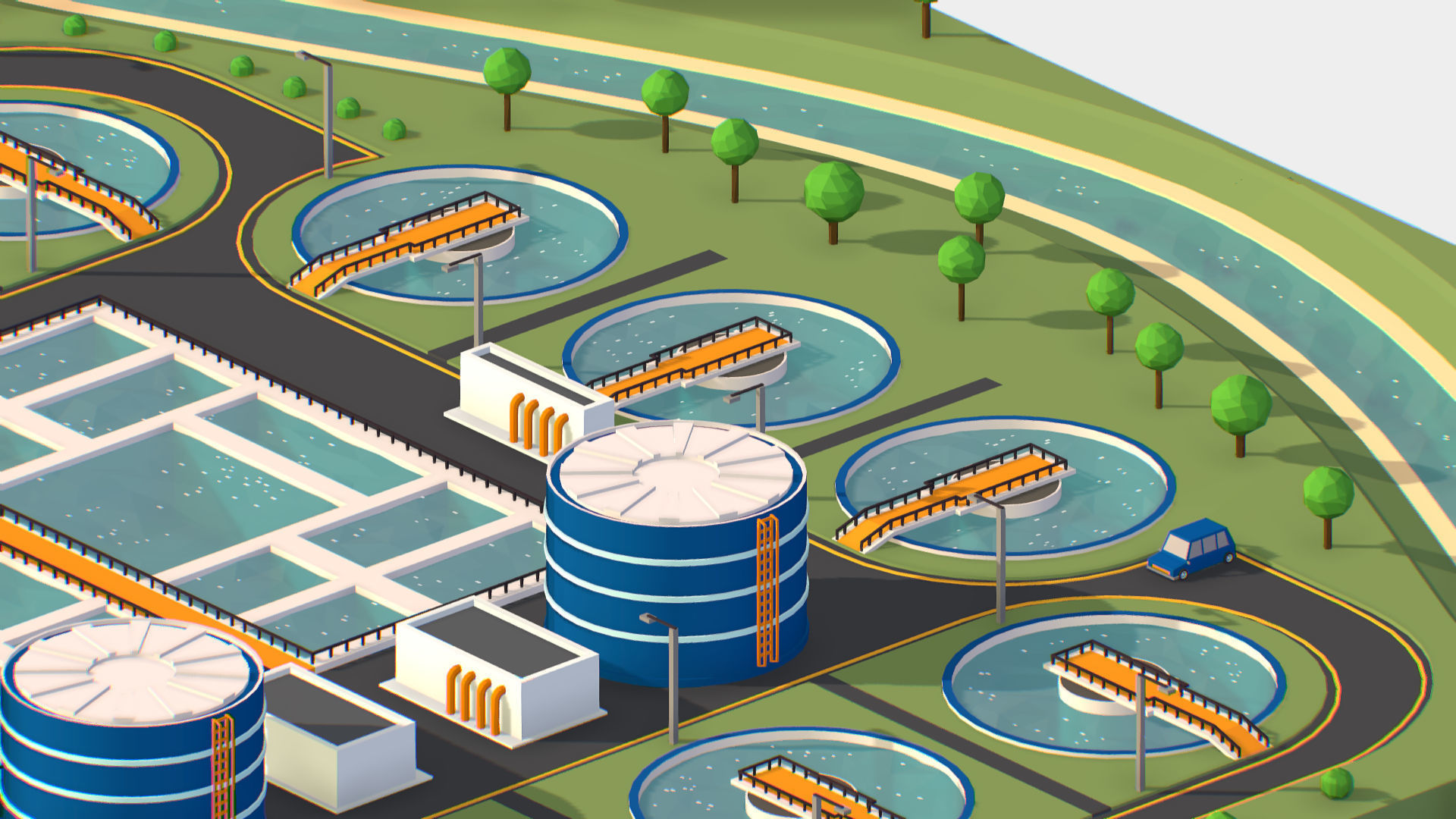 3D model Isometric Water Treatment Plant Large Size VR / AR / low-poly ...