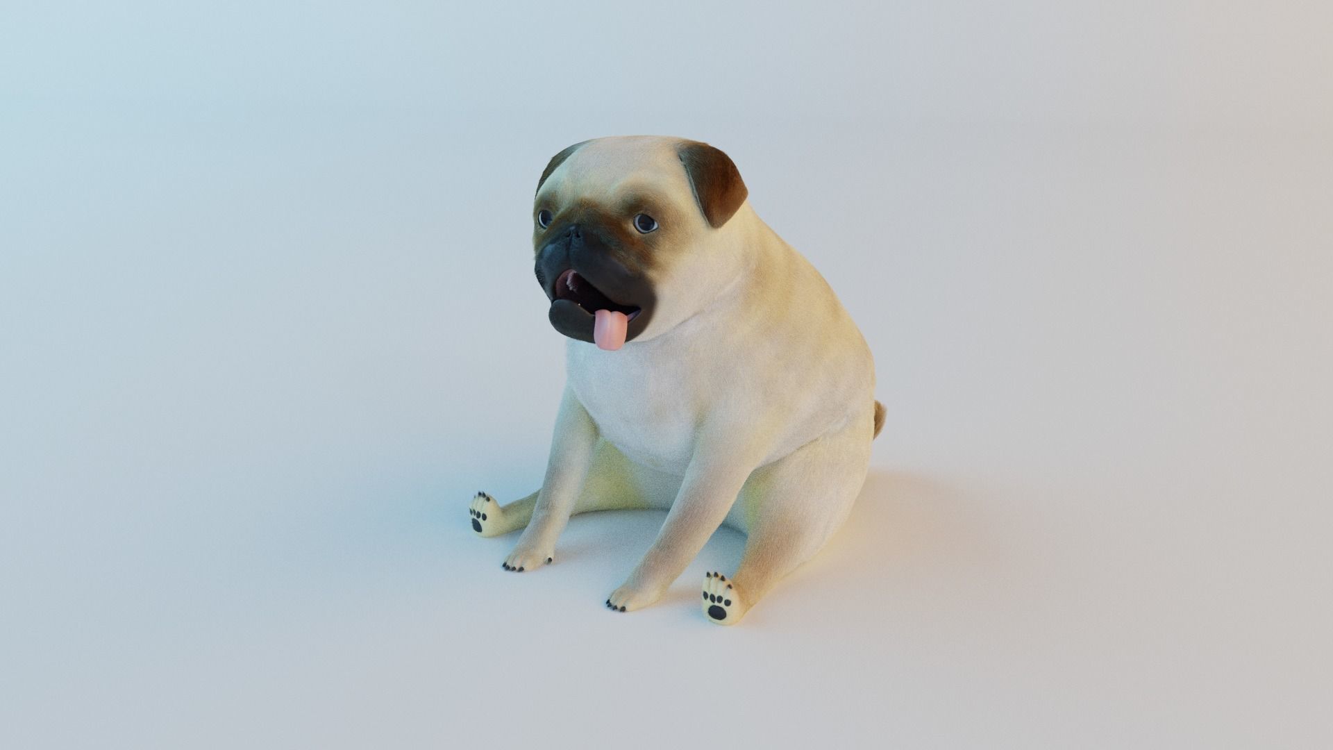 Stylized fat pug dog rigged 3D model rigged | CGTrader