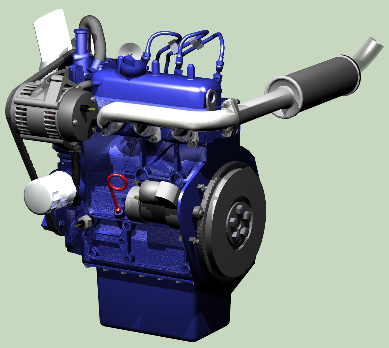 Popular 3-cylinder diesel engine 3D model | CGTrader