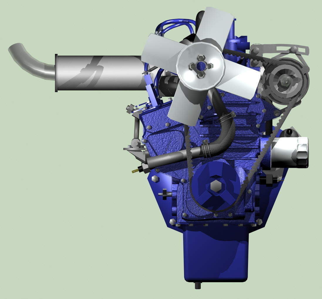 Popular 3-cylinder diesel engine 3D model | CGTrader
