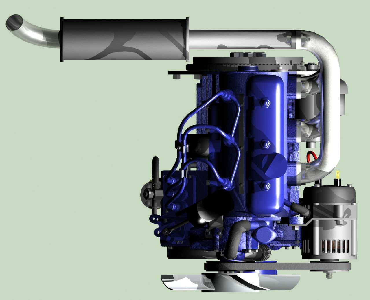Popular 3-cylinder diesel engine 3D model | CGTrader
