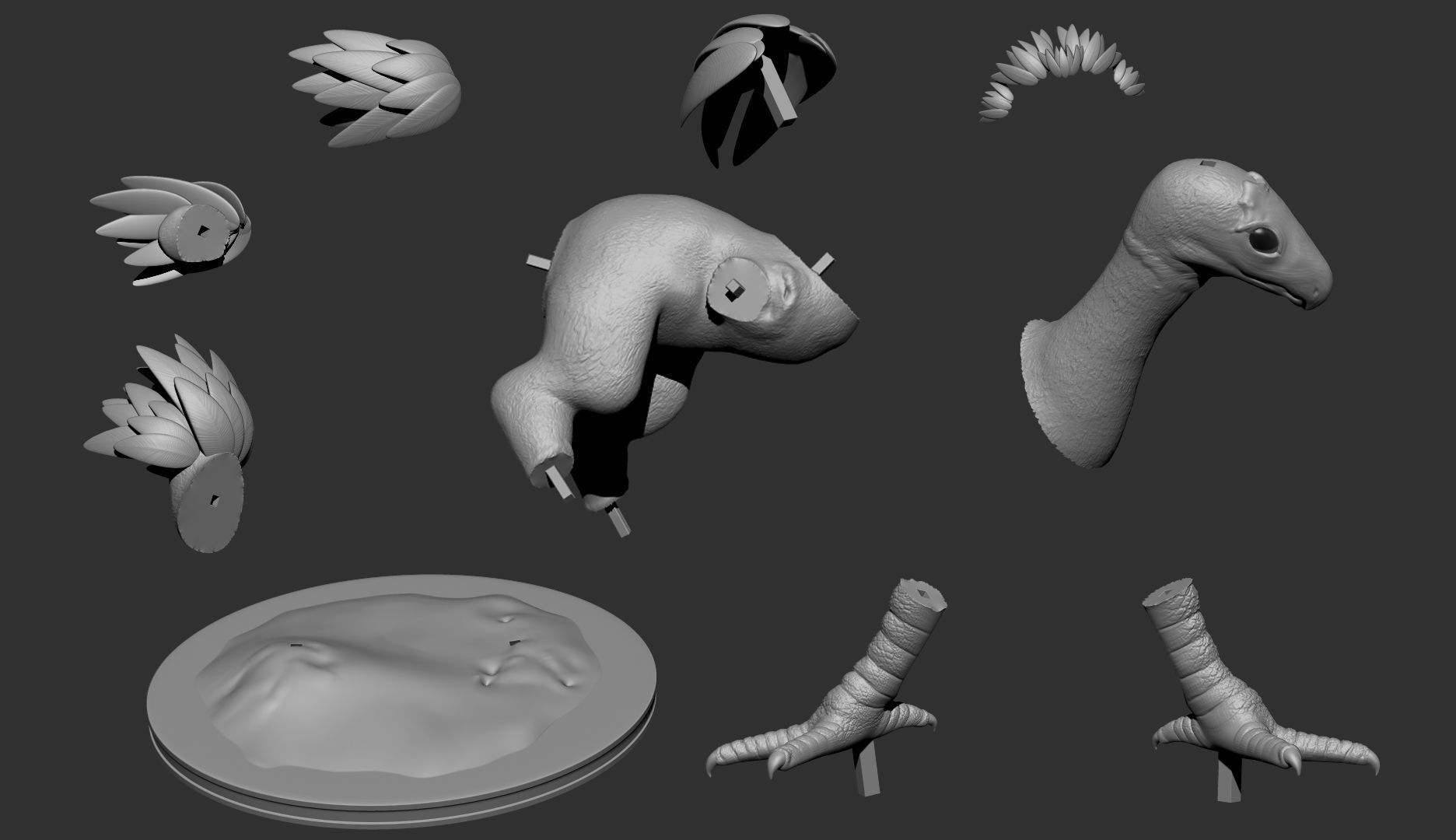 chocobo three ostrich figurines 3D model 3D printable | CGTrader