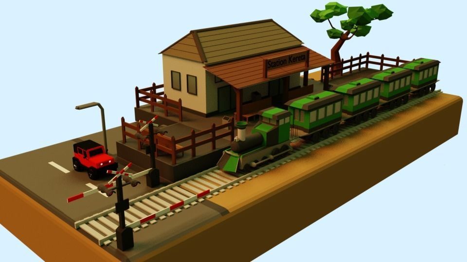 3D model Train Station VR / AR / low-poly | CGTrader