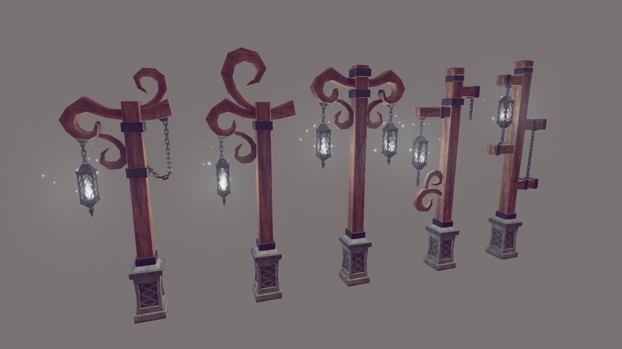 3D model Lamp Posts and Fences VR / AR / low-poly | CGTrader