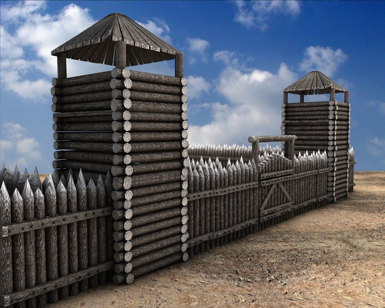 3D model Lowpoly Palisade Construction kit VR / AR / low-poly | CGTrader