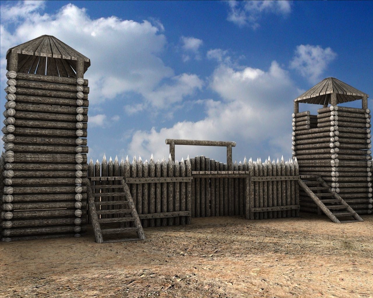 3D model Lowpoly Palisade Construction kit VR / AR / low-poly | CGTrader