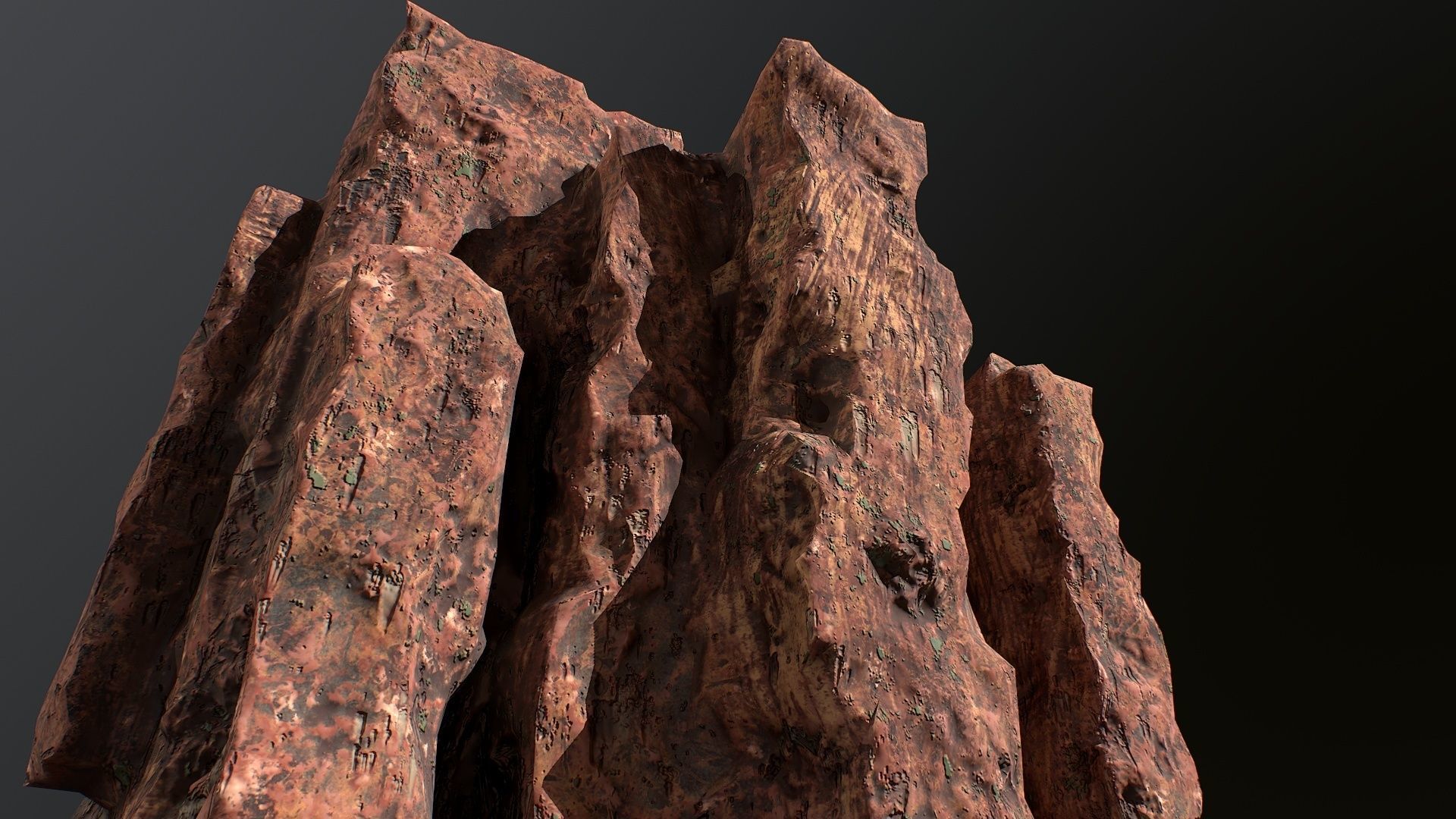 3D model Low poly old red column rocks environment asset VR / AR / low ...
