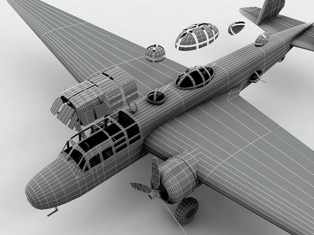 3D model Mitsubishi G3M Nell Aircraft WWII VR / AR / low-poly animated ...