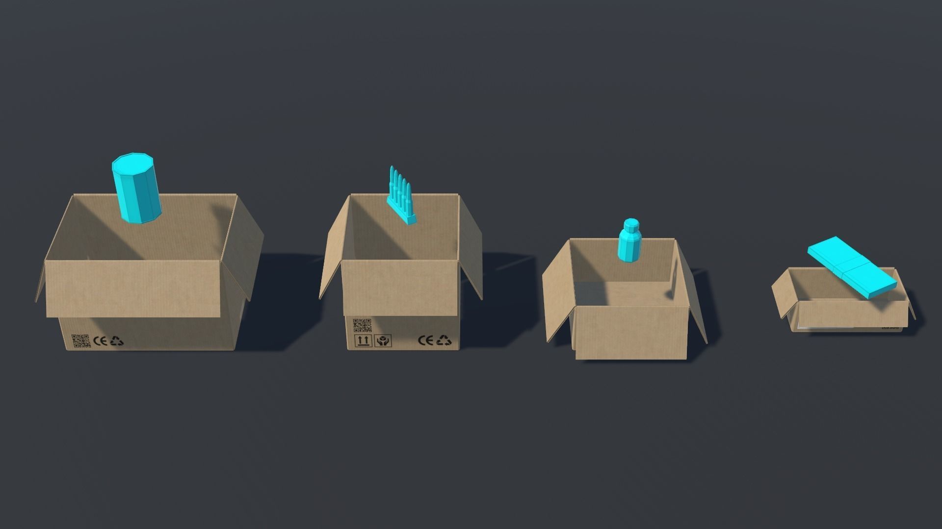 3D model PBR Cardboard Boxes Animated And Destructible VR / AR / low ...