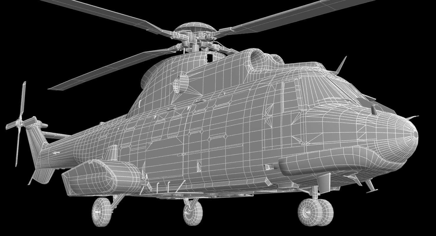 AS332 MkII Super Puma 3D model animated | CGTrader