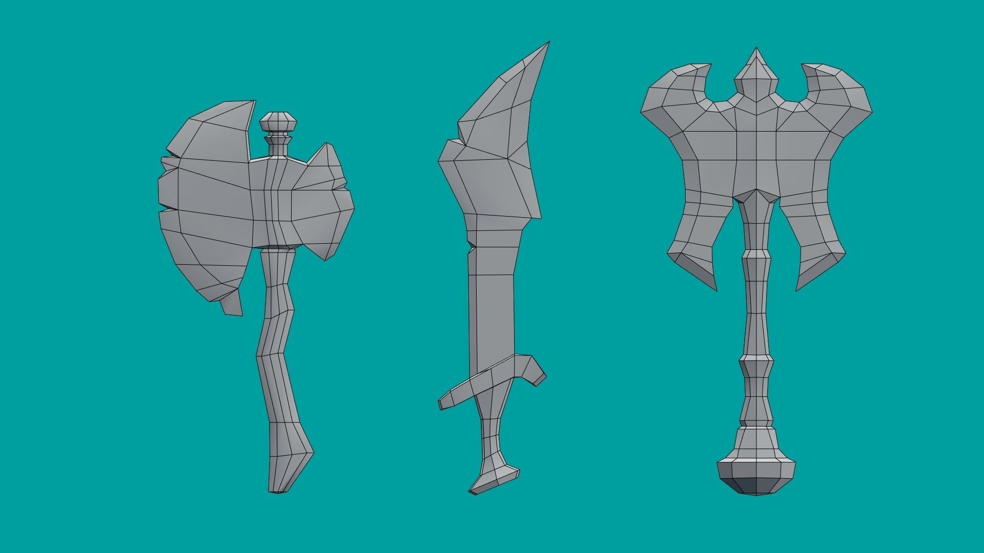 3D model hand painted stylised medieval weapons pack VR / AR / low-poly ...