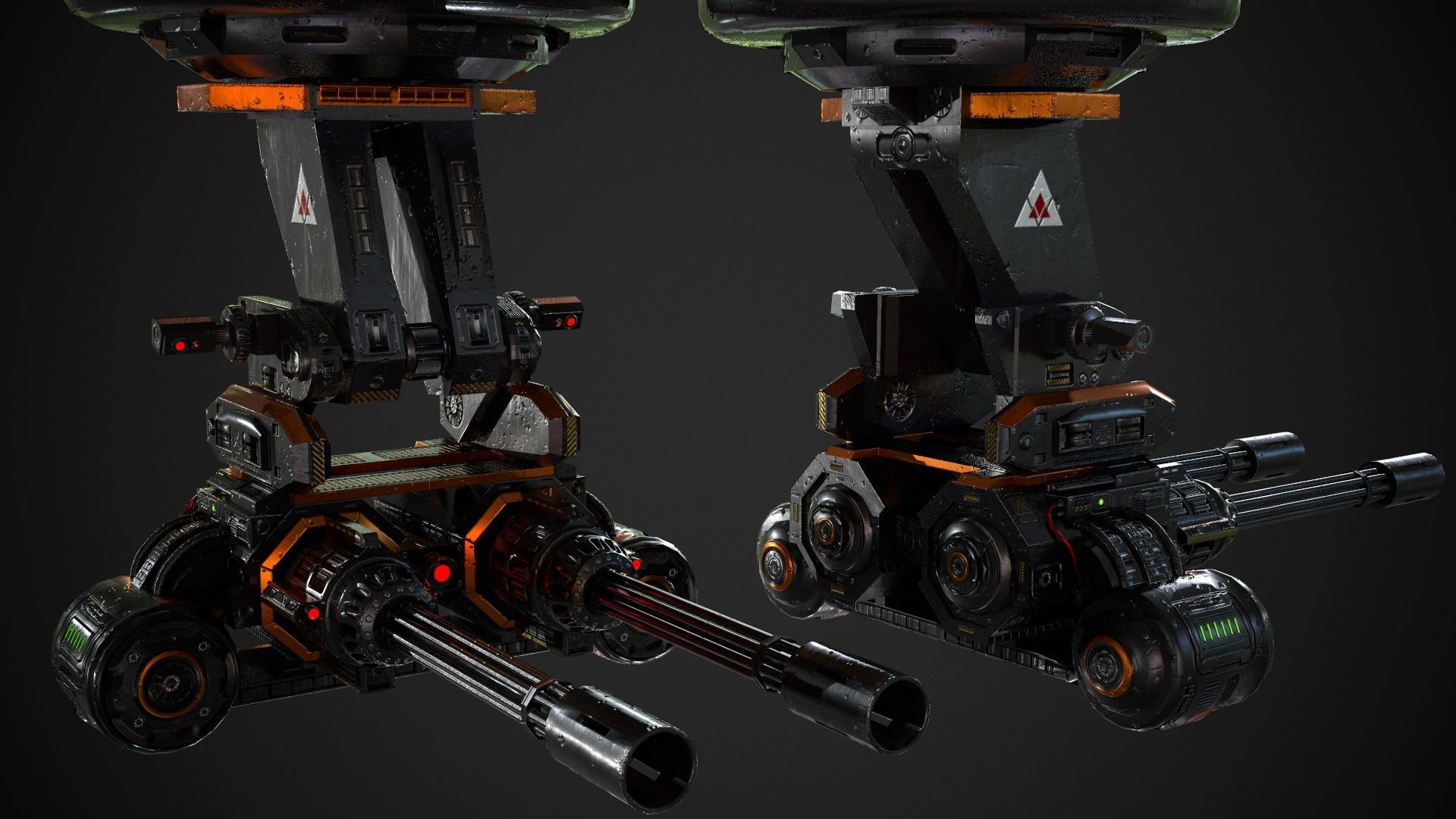 3D model Turret PBR Game Ready machine gun VR / AR / low-poly | CGTrader