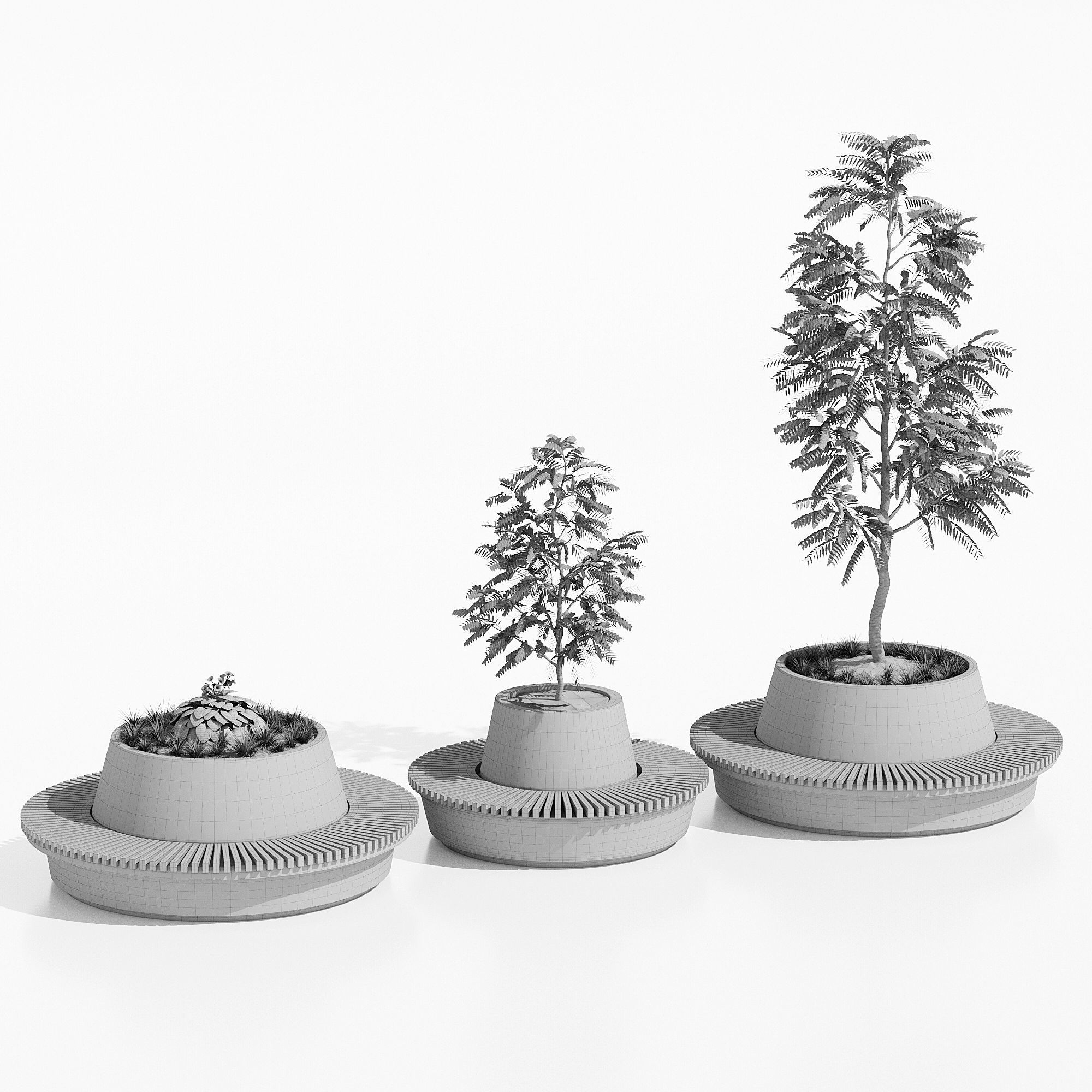 Green circular benches 3D model | CGTrader