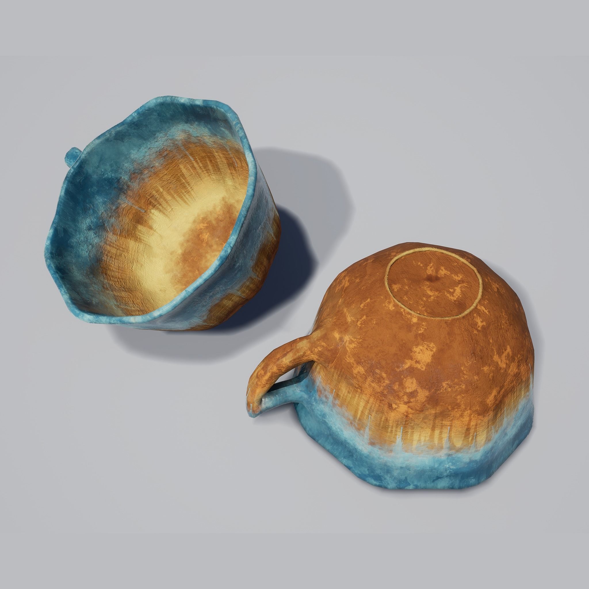 3D model Teacup and Sacuer Blue Glazed VR / AR / low-poly | CGTrader