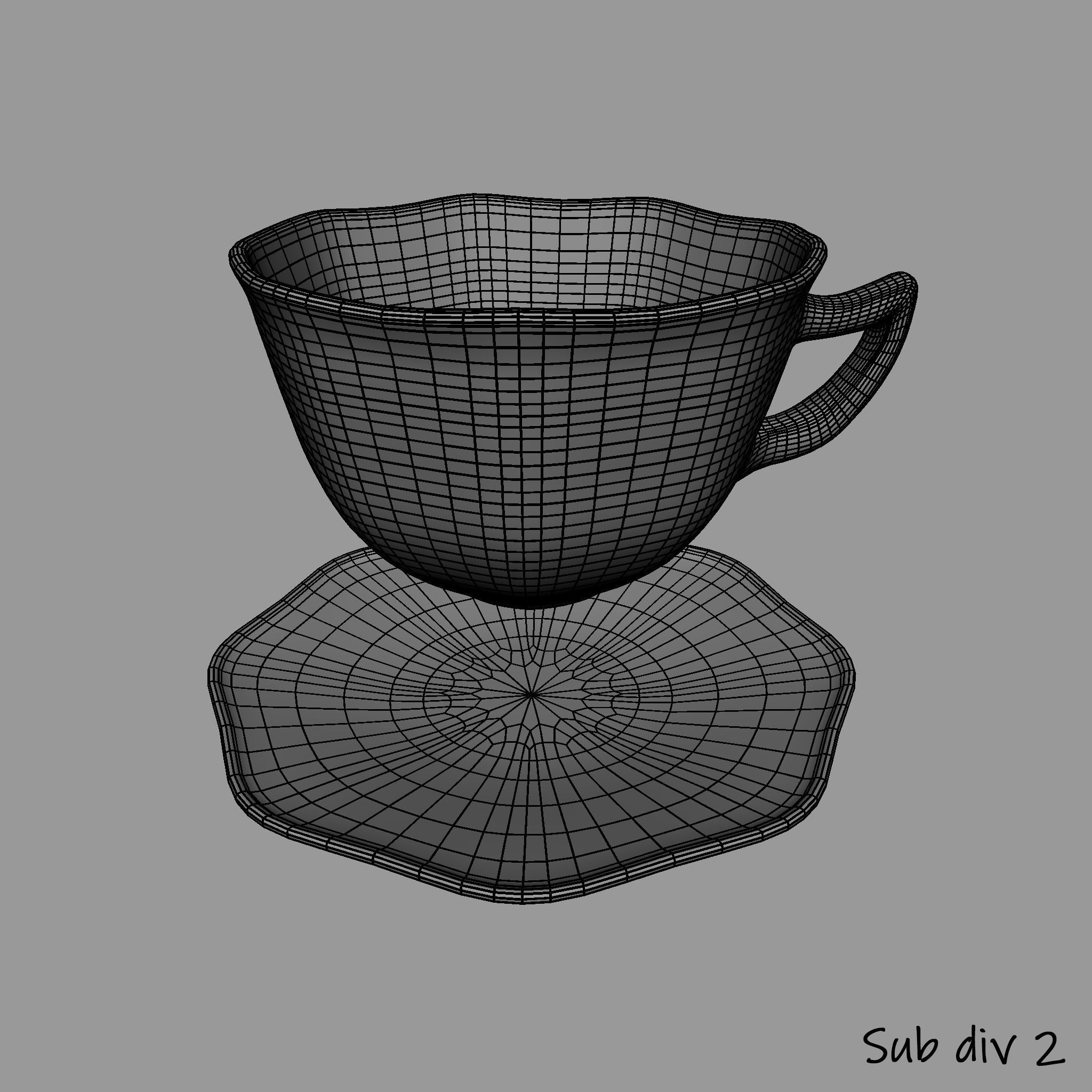3D model Teacup and Sacuer Blue Glazed VR / AR / low-poly | CGTrader