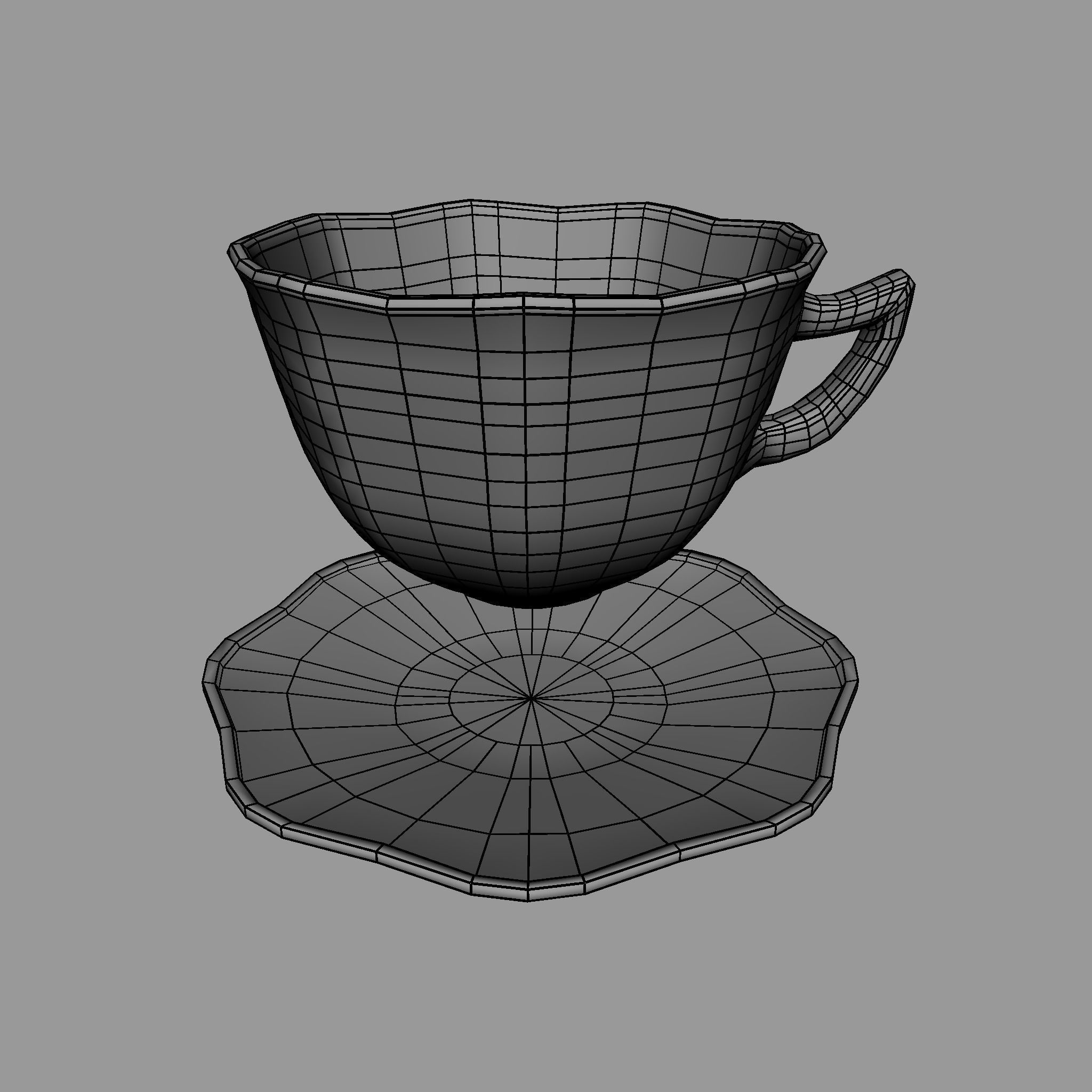 3D model Teacup and Sacuer Blue Glazed VR / AR / low-poly | CGTrader