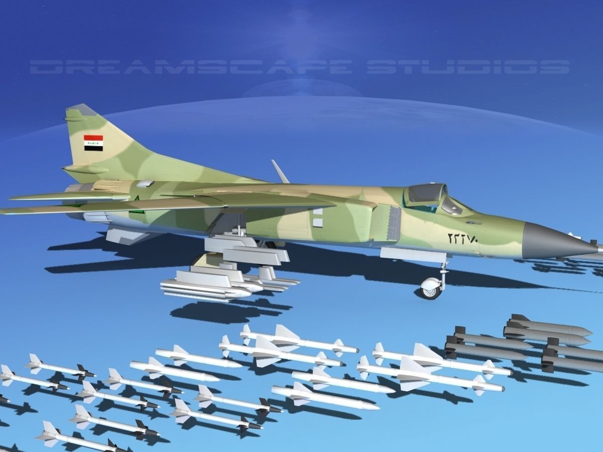 Mig 23 Flogger B V22 Iraq 3D Model rigged .max .obj .3ds .lwo .lw .lws ...