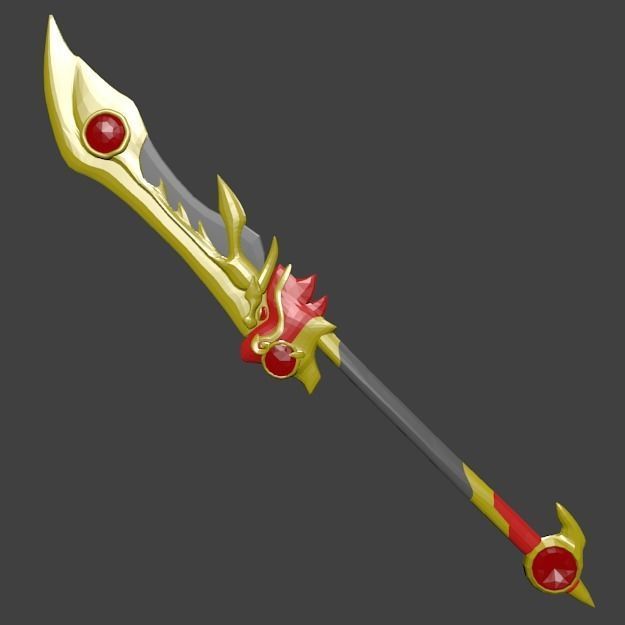 3D model Red Dragon Lance - Unison League Weapon VR / AR / low-poly ...