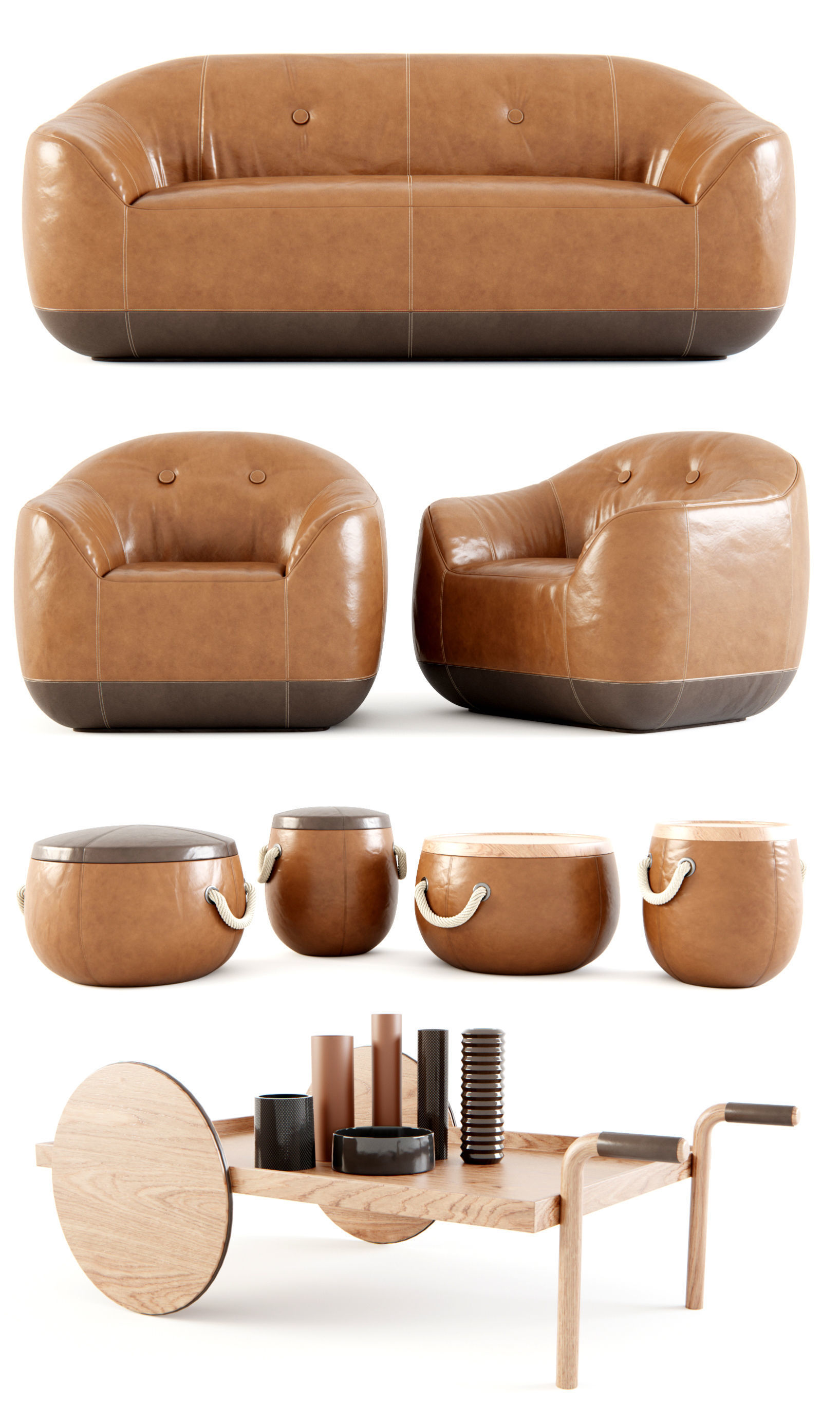 Natuzzi Italia Furrow Set 3D model | CGTrader