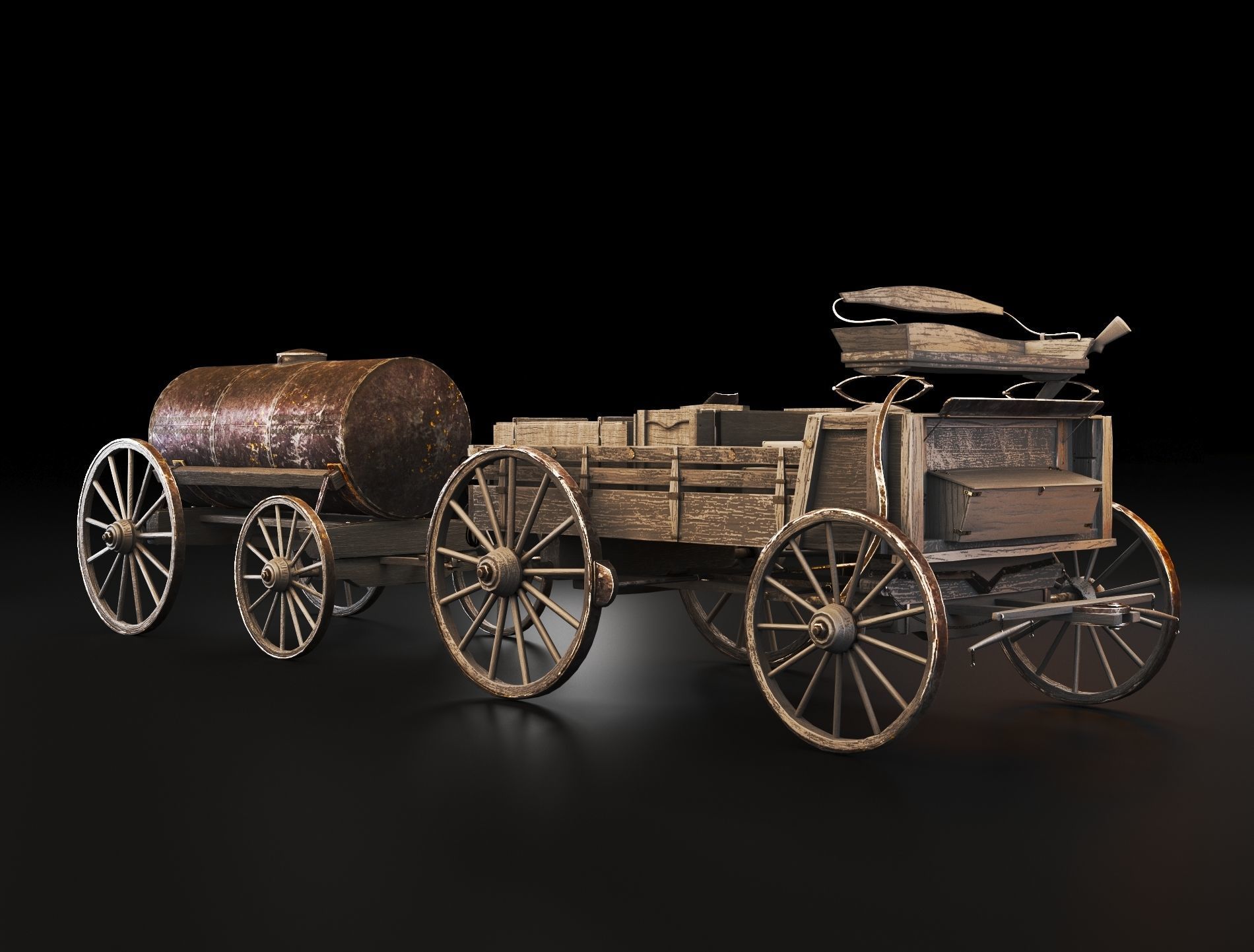 3D model Wild Western Stagecoach and Wagon VR / AR / low-poly | CGTrader