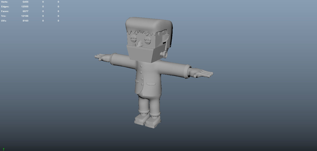 3D model Low Poly Franky frankenstein character with eyes VR / AR / low ...