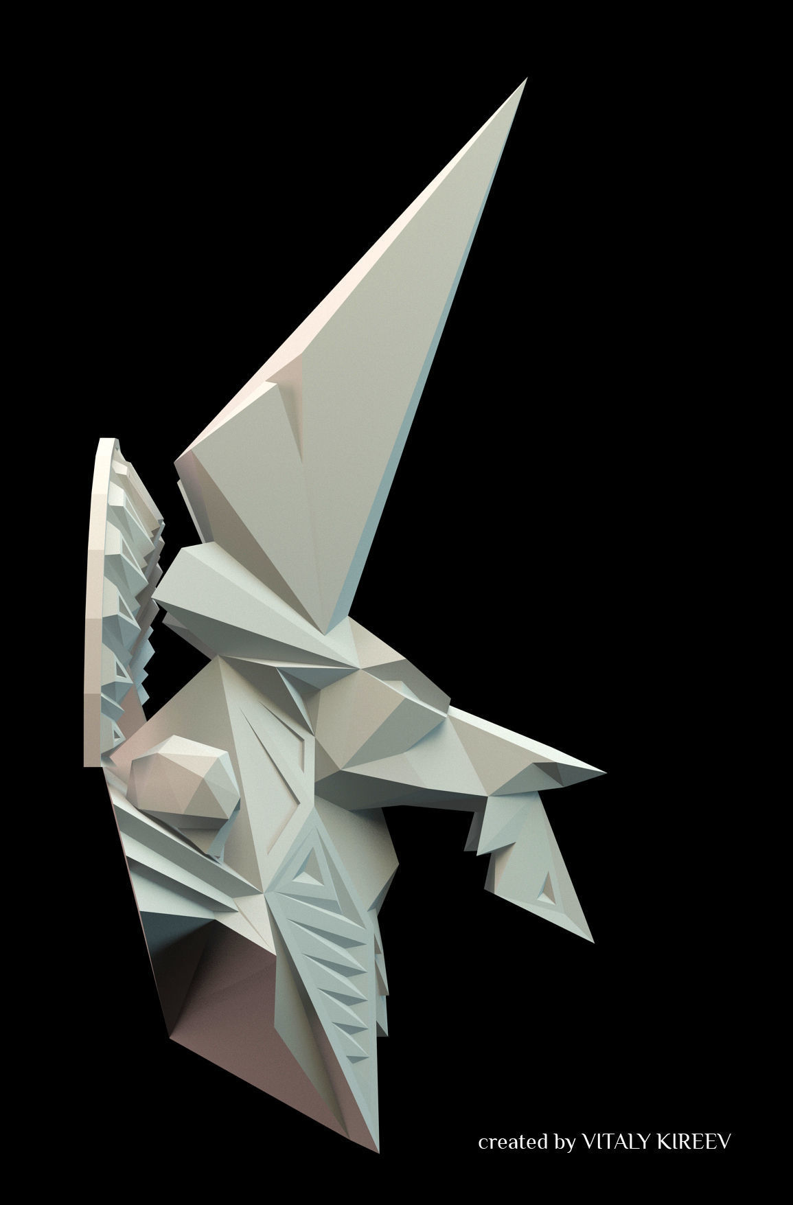 3D model Anubis origami sculpture with horns VR / AR / low-poly | CGTrader