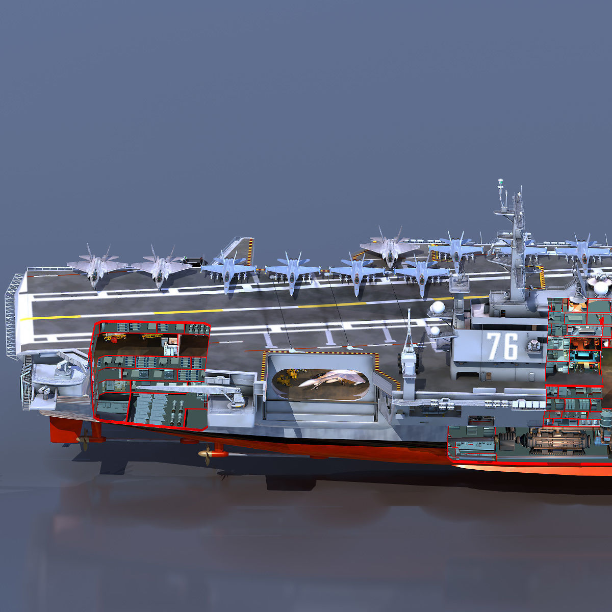 USS Ronald Reagan Aircraft Carrier Cutaway CVN76 3D model | CGTrader
