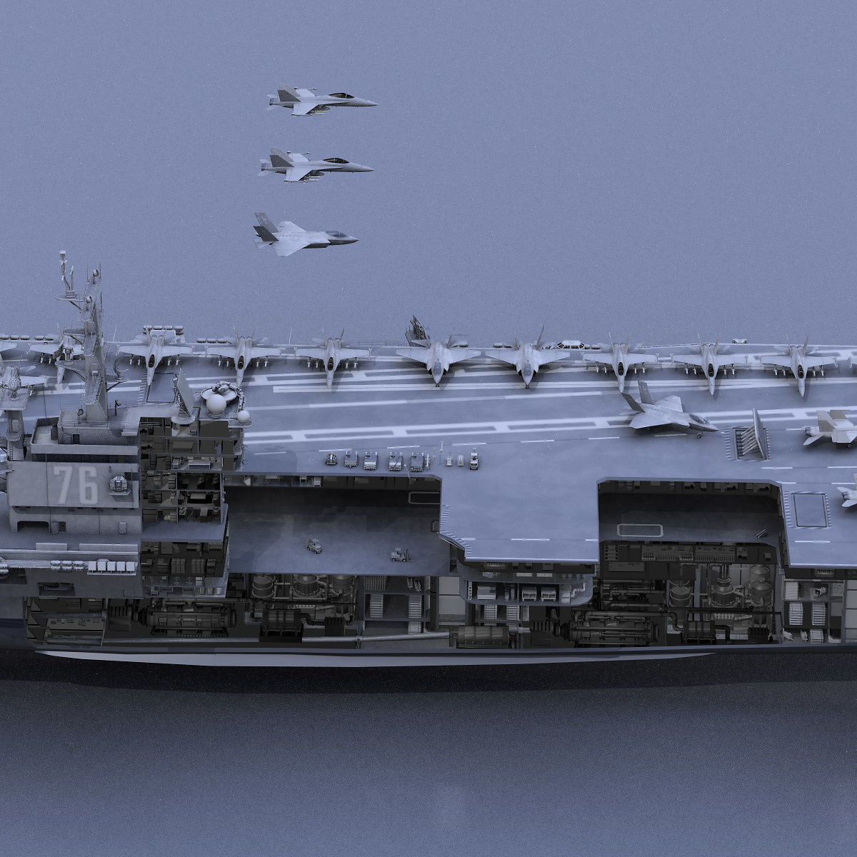 USS Ronald Reagan Aircraft Carrier Cutaway CVN76 3D model | CGTrader